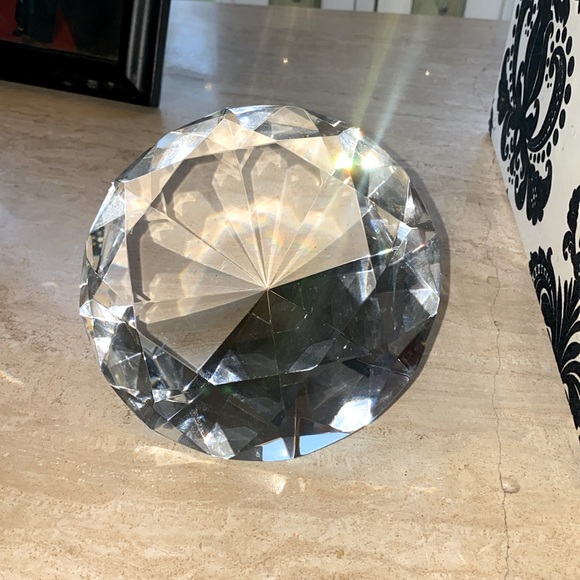 Vintage | Office | Sold Vintage Glass Diamond Paperweight Large Cut ...